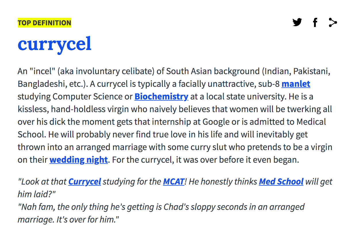 ‘Currycels’ and the Unsurprising Racism of the Incel Community