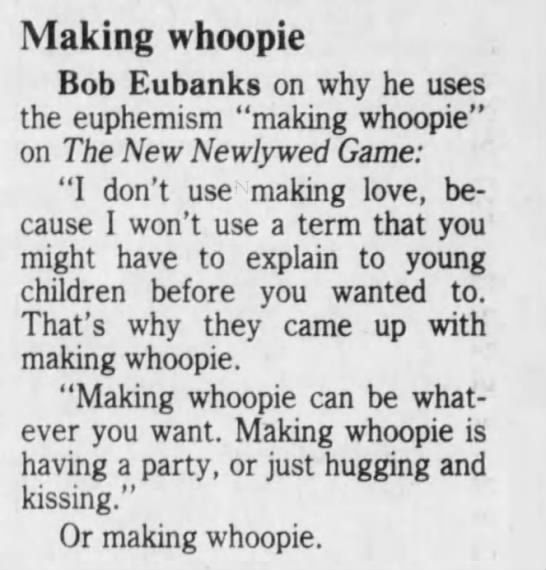 Is ‘Making Whoopee’ the Dumbest Euphemism for Sex Ever?