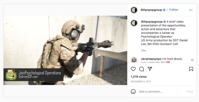 Why Is the Military Advertising Their PsyOps Division on Instagram?